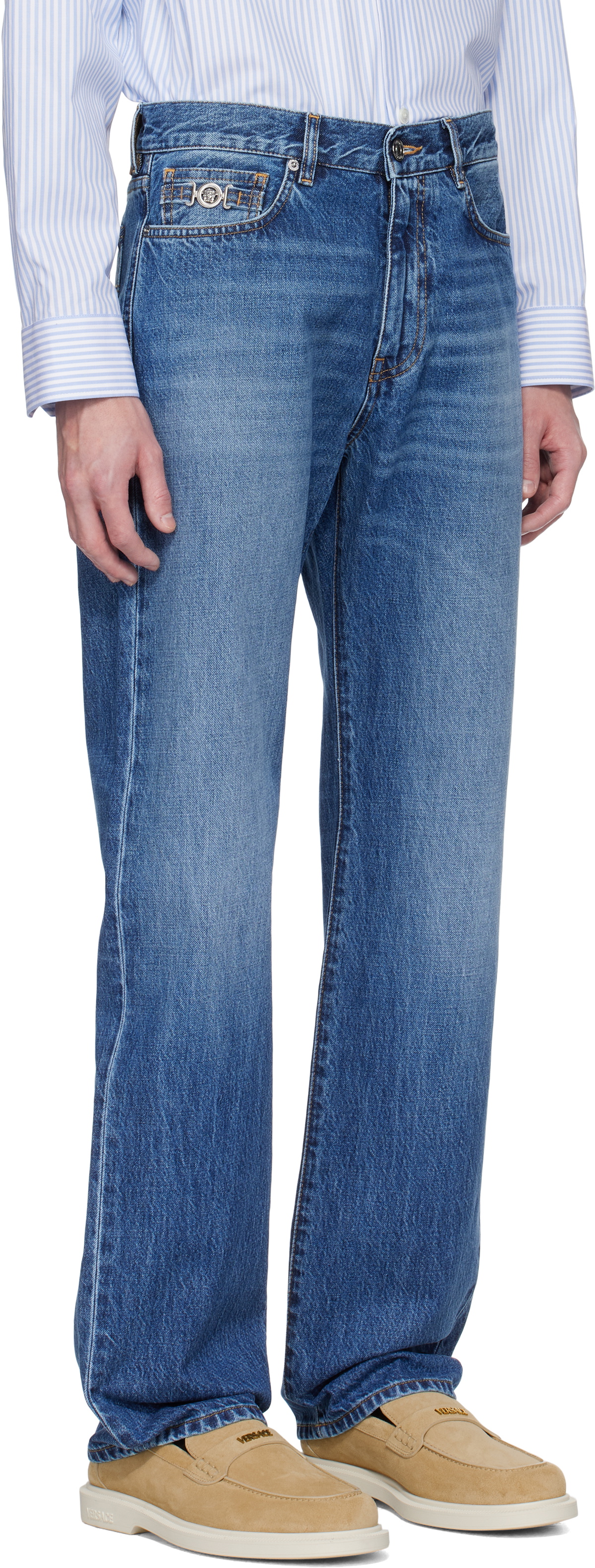 Versace Blue Loose-Fit Jeans Versace