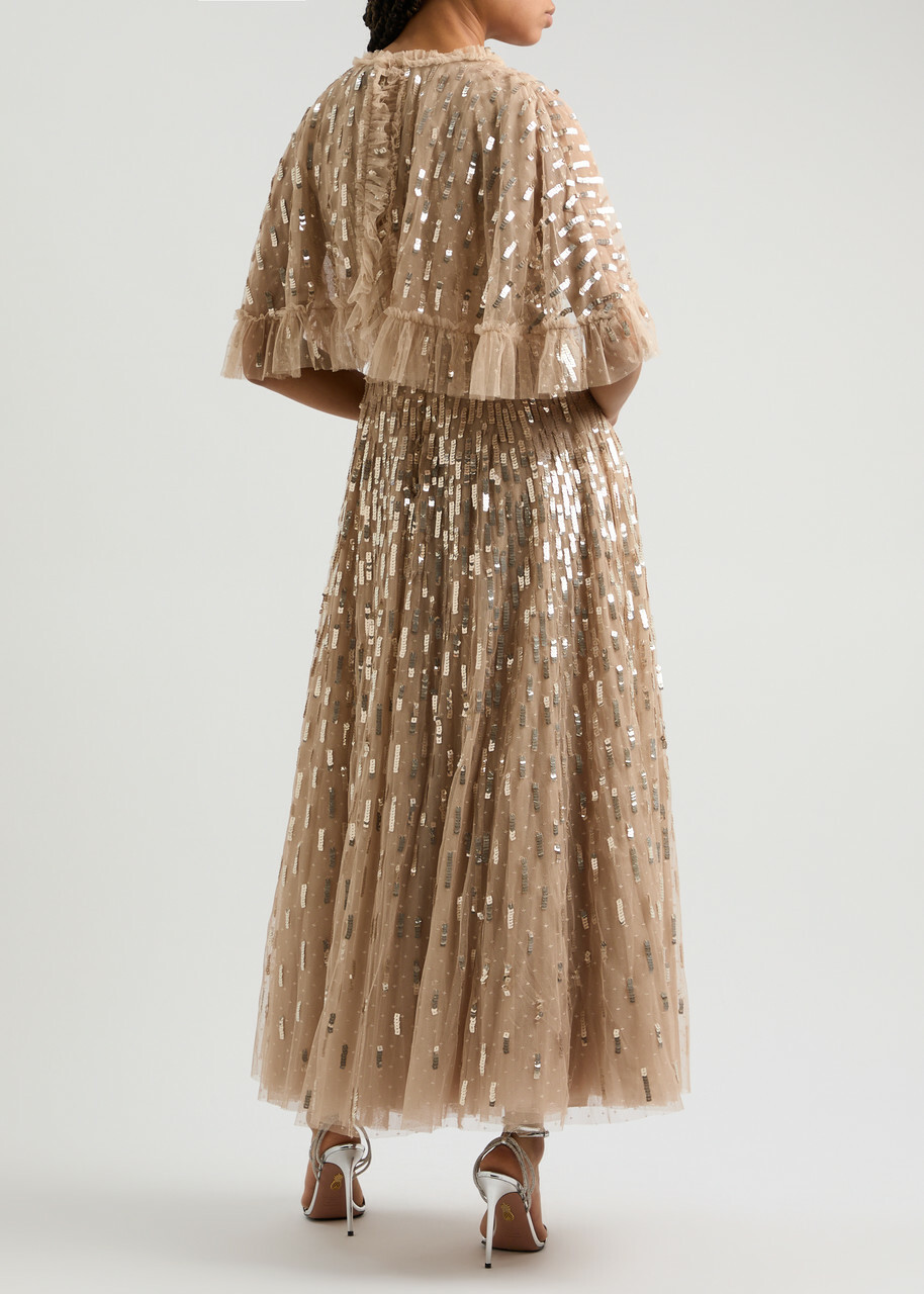 Needle & Thread Dash Sequin-embellished Tulle Gown Beige Needle & Thread