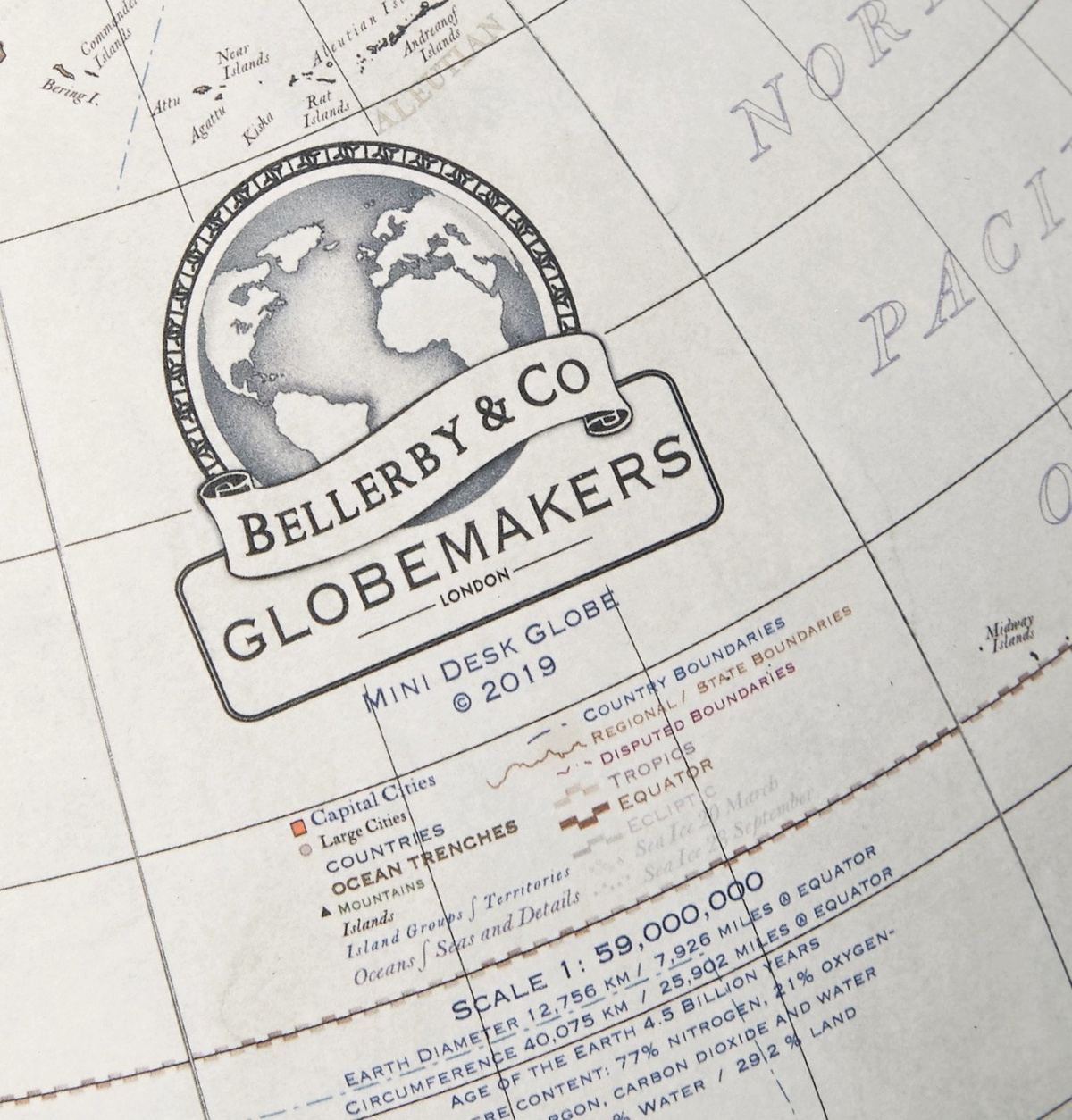 Bellerby & Co Globemakers - Albion Resin and Walnut Mini Desk Globe - Blue