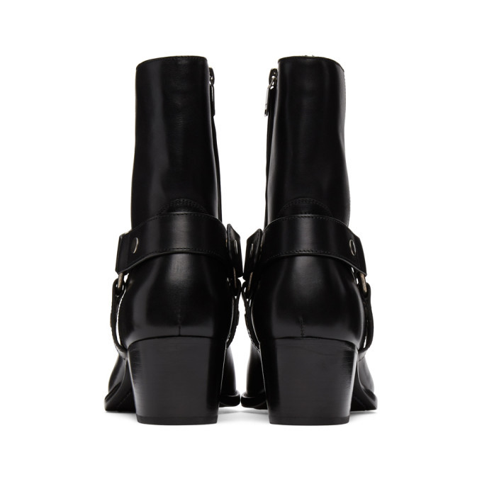 Saint Laurent Black Wyatt Harness Boots Saint Laurent