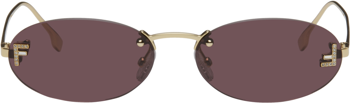 Fendi Gold 'Fendi' First Crystal Sunglasses Fendi