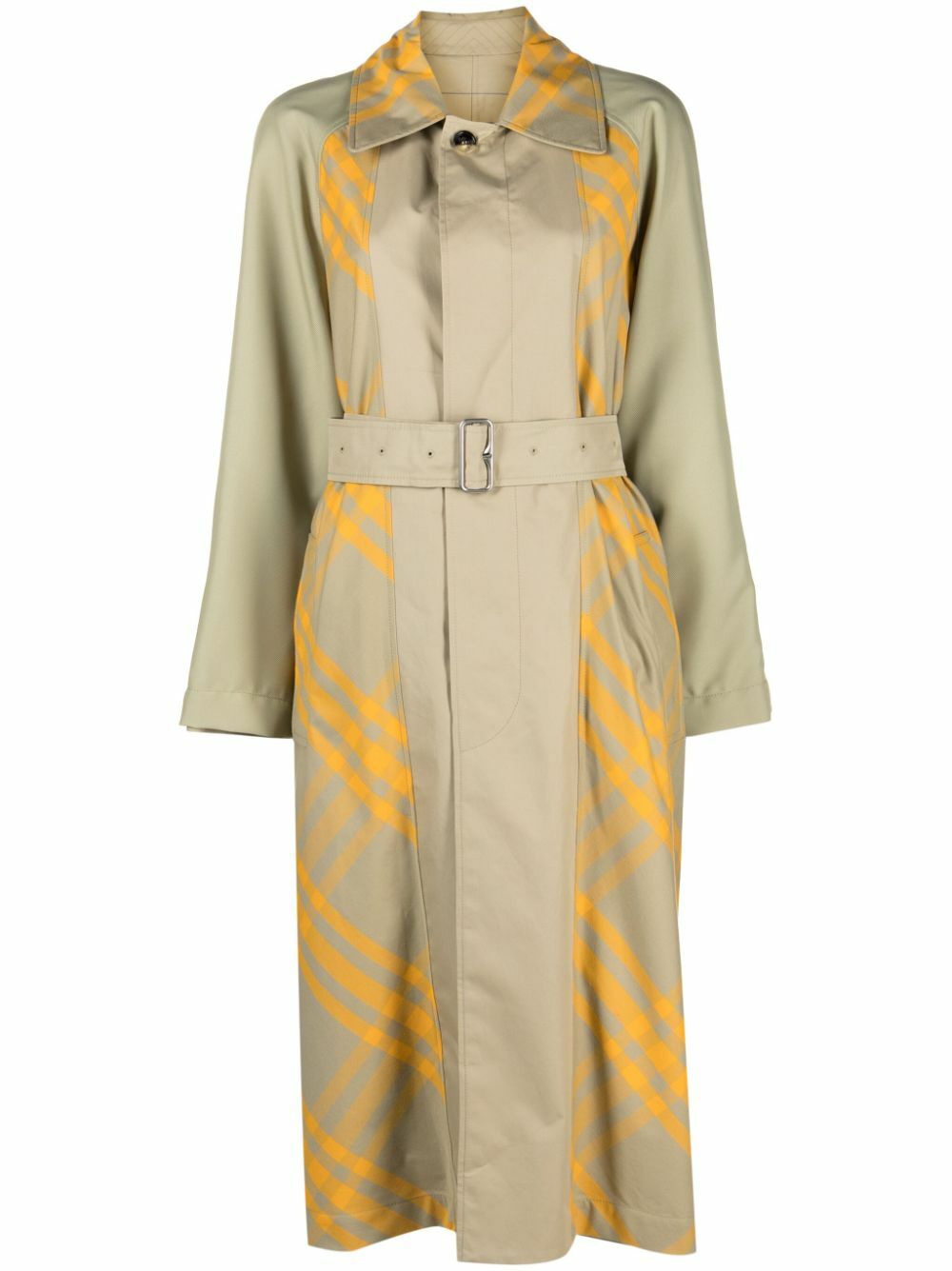 BURBERRY - Check Motif Cotton Trench Coat Burberry