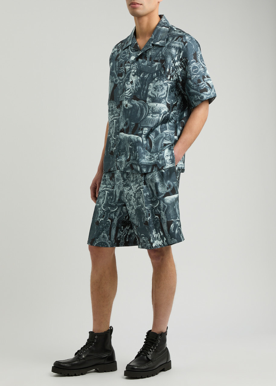 Givenchy Printed Silk-twill Shorts Black Givenchy