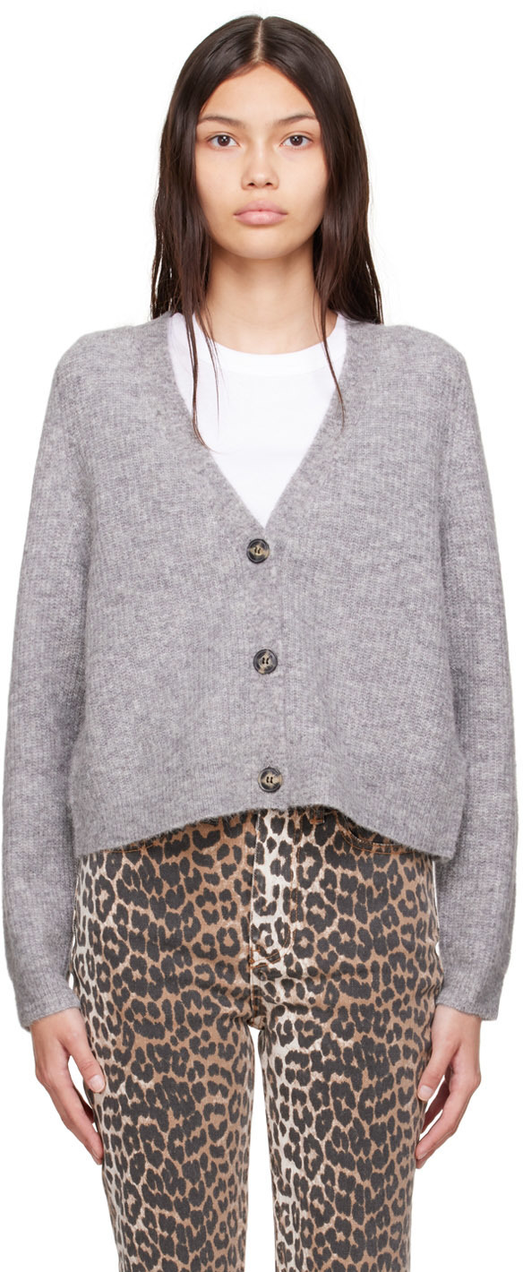 GANNI Gray Alpaca & Merino Wool Cardigan GANNI