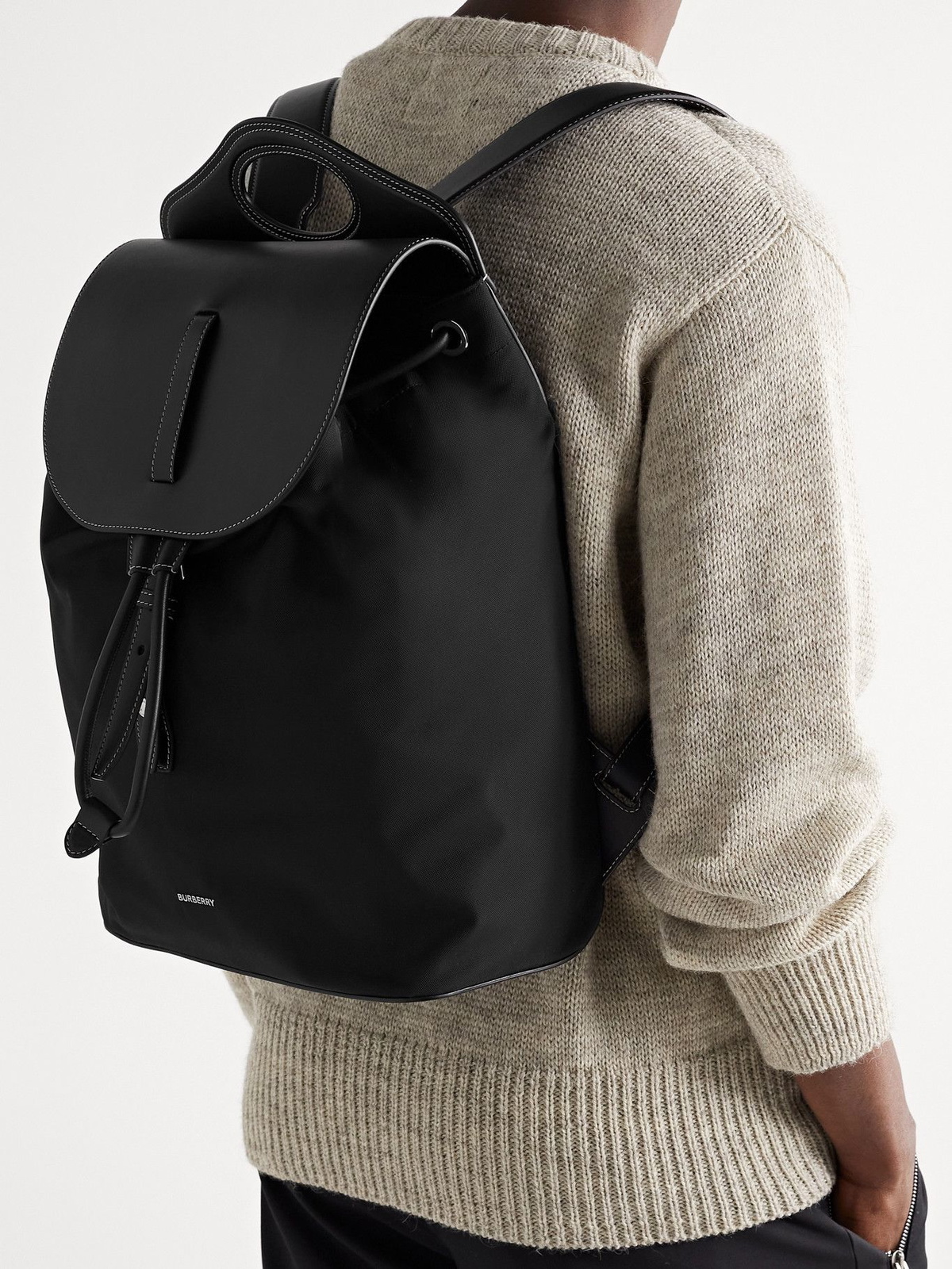 BURBERRY - Leather and Nylon Backpack Burberry