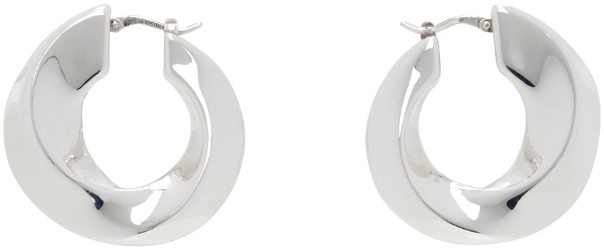 Bottega Veneta Silver Twist Hoop Earrings Bottega Veneta
