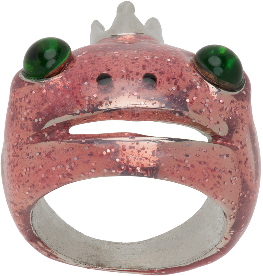 Collina Strada Pink Glitter Frog Ring Collina Strada