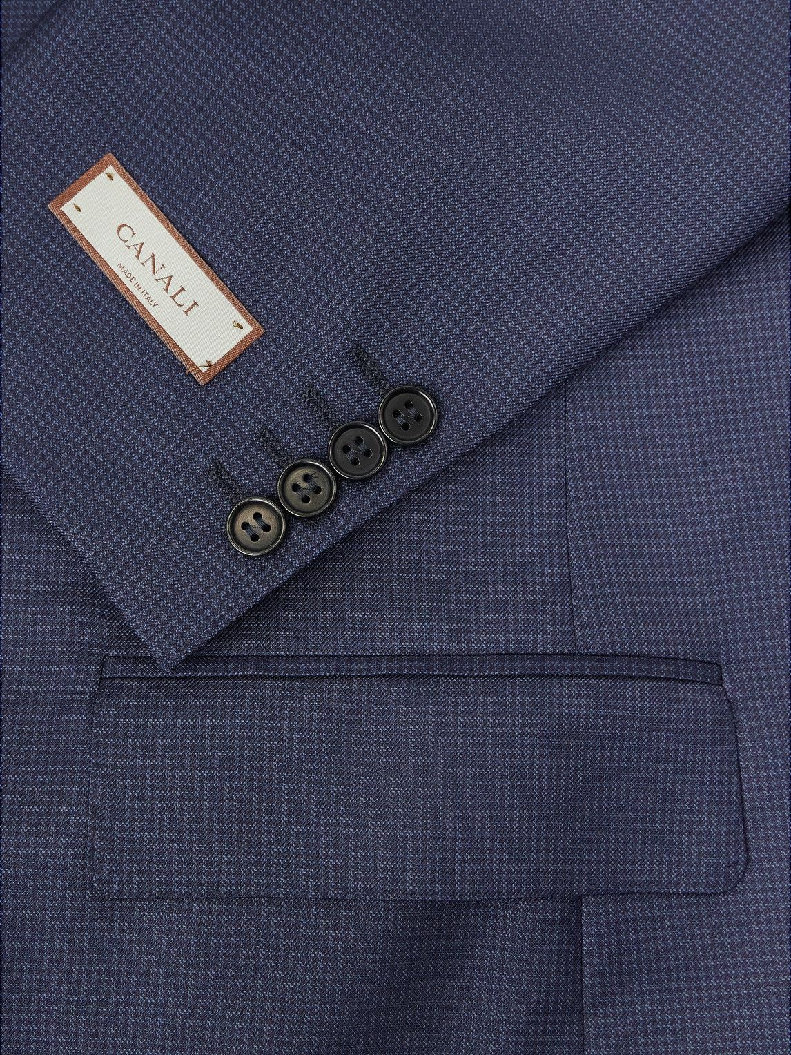 Canali - Puppytooth Wool Suit Jacket - Blue Canali