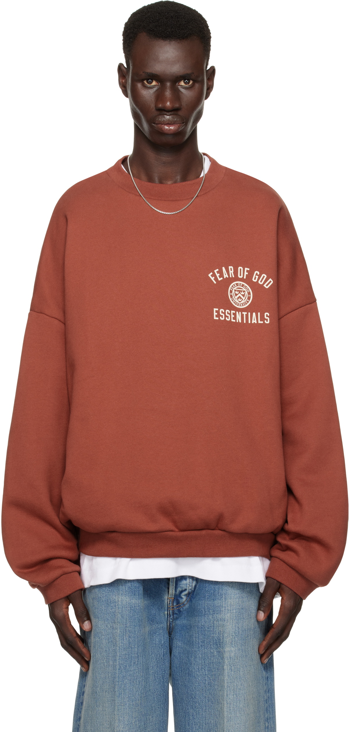 Fear of God ESSENTIALS Red Fleece Crewneck Sweatshirt Fear Of God ...