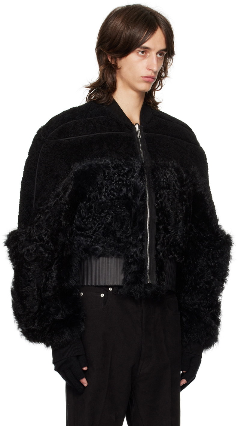 Rick Owens Black Porterville Girdered Reversible Shearling Bomber ...