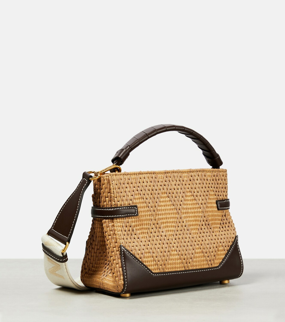 Balmain - B-Buzz 22 Small raffia-effect shoulder bag Balmain