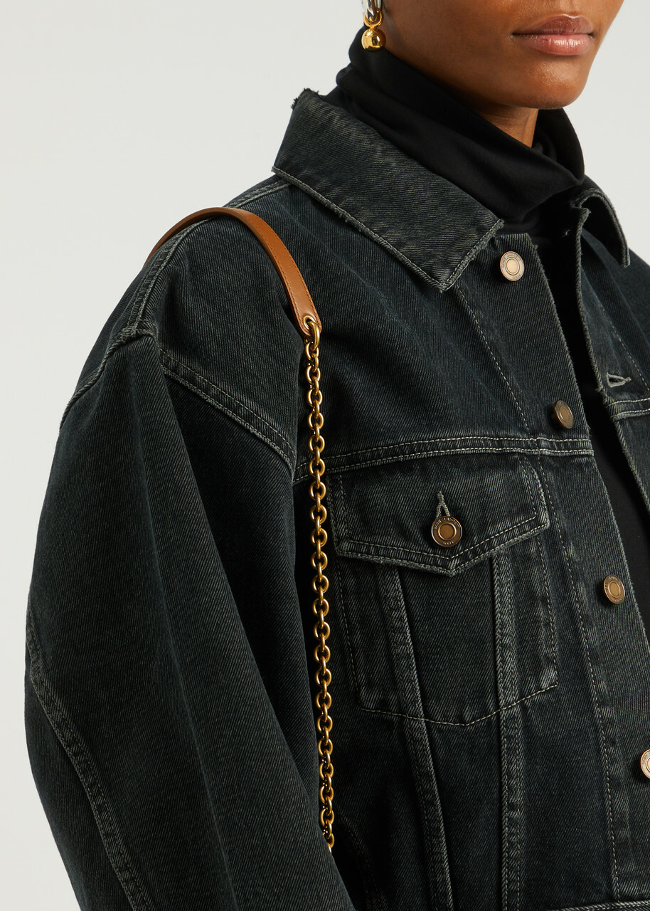 Saint Laurent Cropped Denim Jacket Dark Blue Saint Laurent