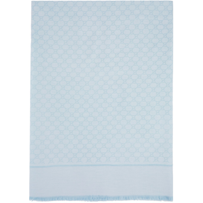 Gucci Blue Jacquard Wool GG Scarf Gucci