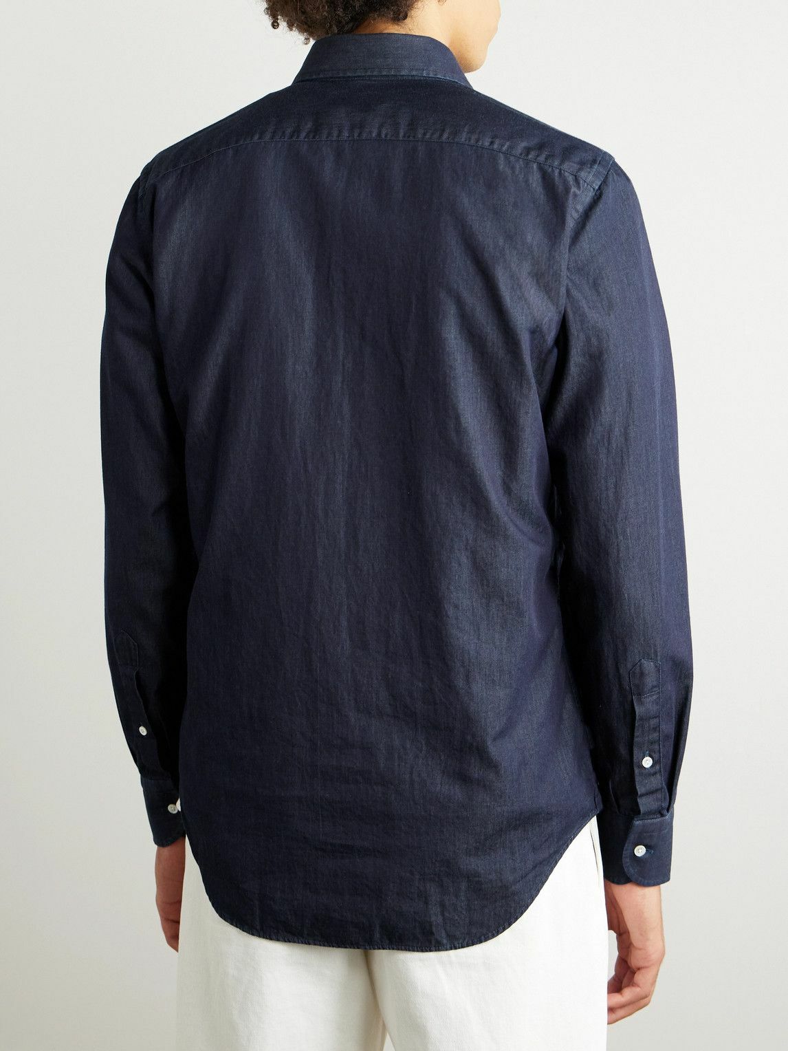 Thom Sweeney - Cutaway-Collar Cotton-Chambray Shirt - Blue Thom Sweeney