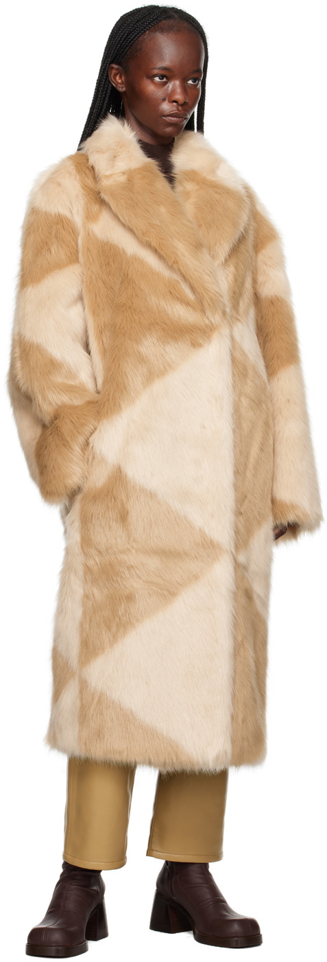 Stand Studio Beige Genevieve Faux-Fur Coat Stand Studio