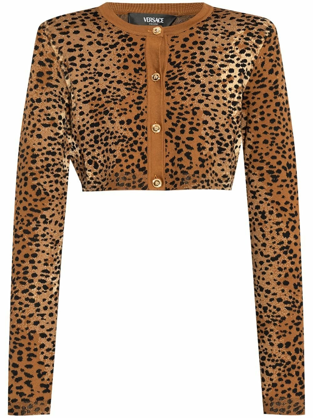 Versace Leopard-Print Cropped Cardigan Versace
