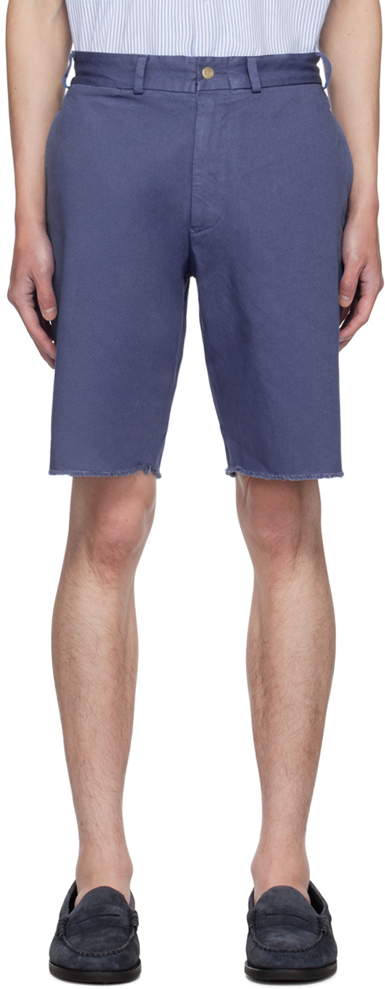 BEAMS PLUS Blue Plain Front Shorts Beams Plus