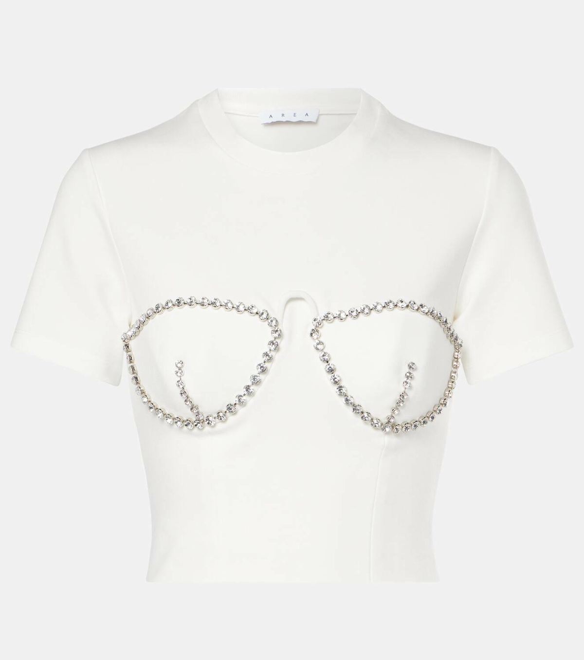 Area Crystal-embellished jersey crop top AREA