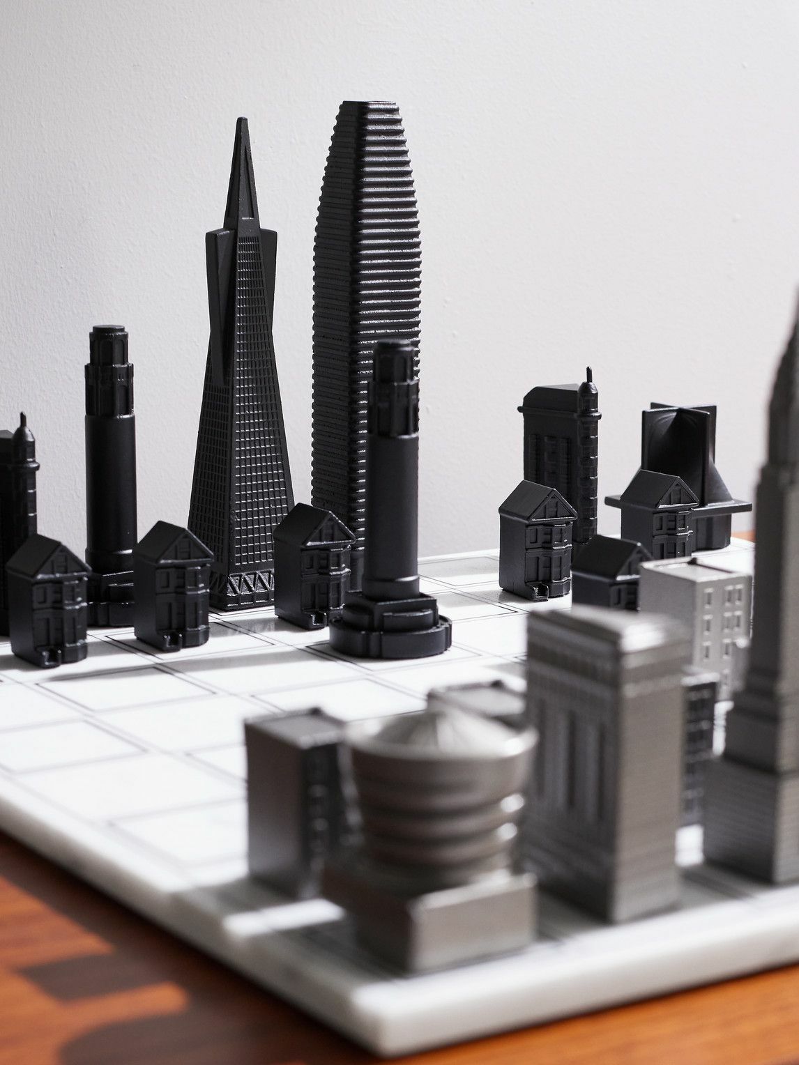 Skyline Chess - New York vs San Francisco Stainless Steel and Marble ...