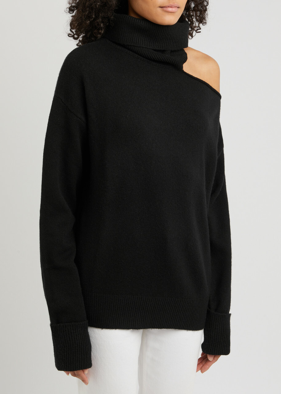 Paige Raundi Cut-out Wool-blend Jumper Black Paige