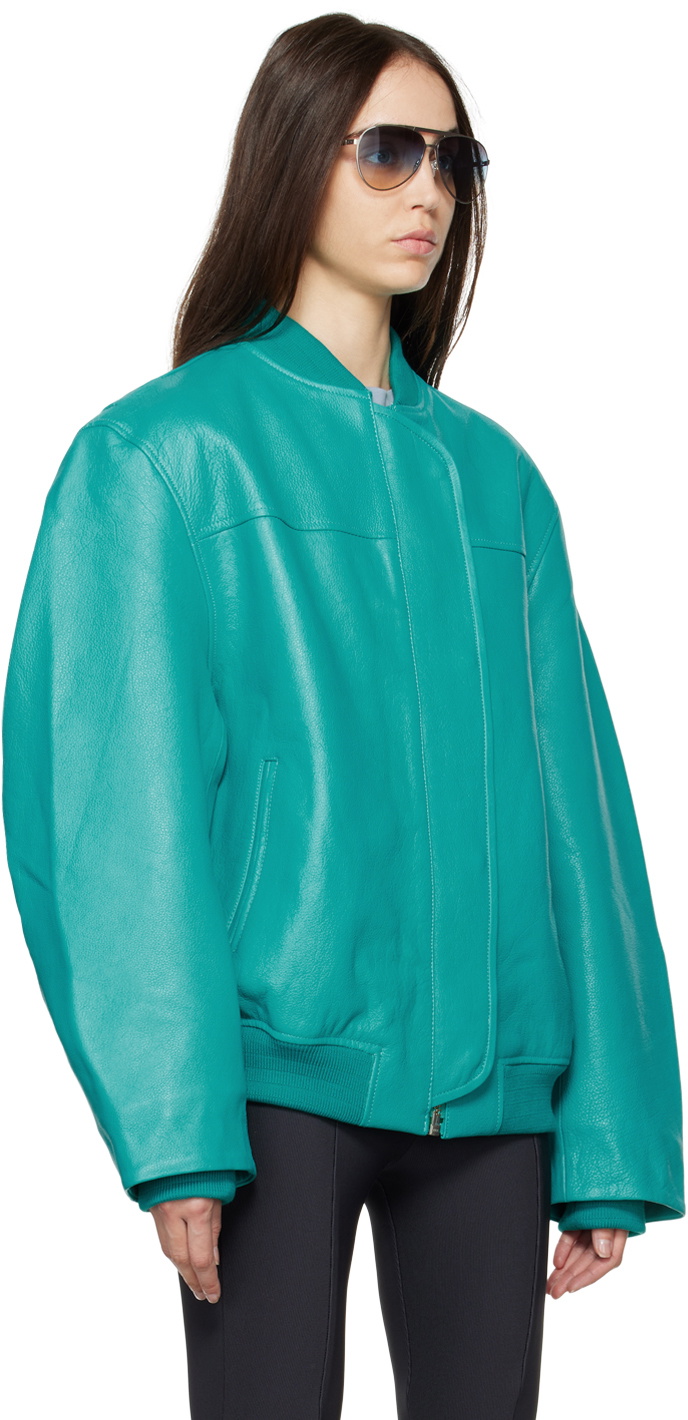 REMAIN Birger Christensen Blue Maryan Leather Bomber REMAIN Birger ...