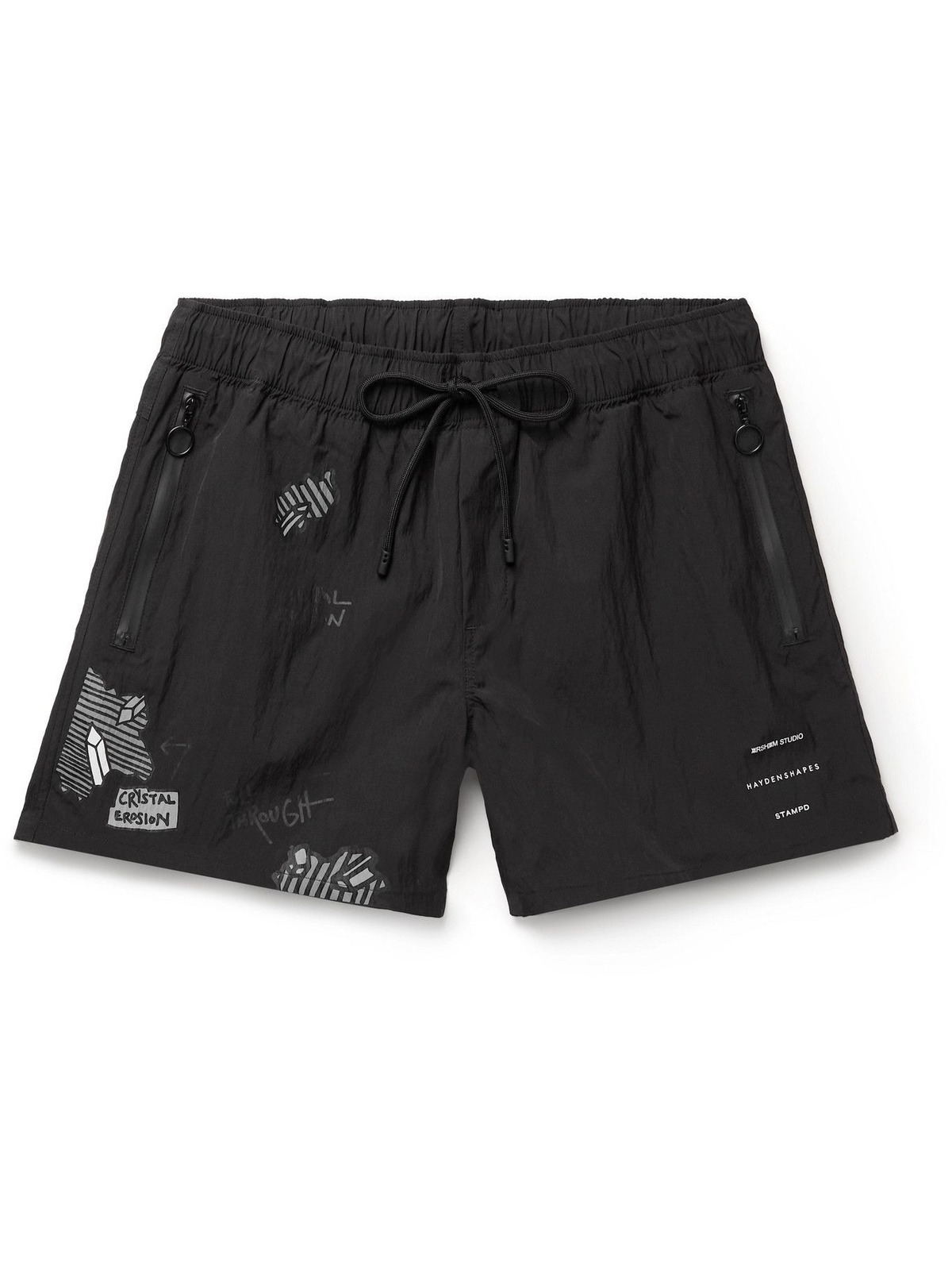 HAYDENSHAPES - Arsham Stampd Mid-Length Logo-Print Swim Shorts - Black ...