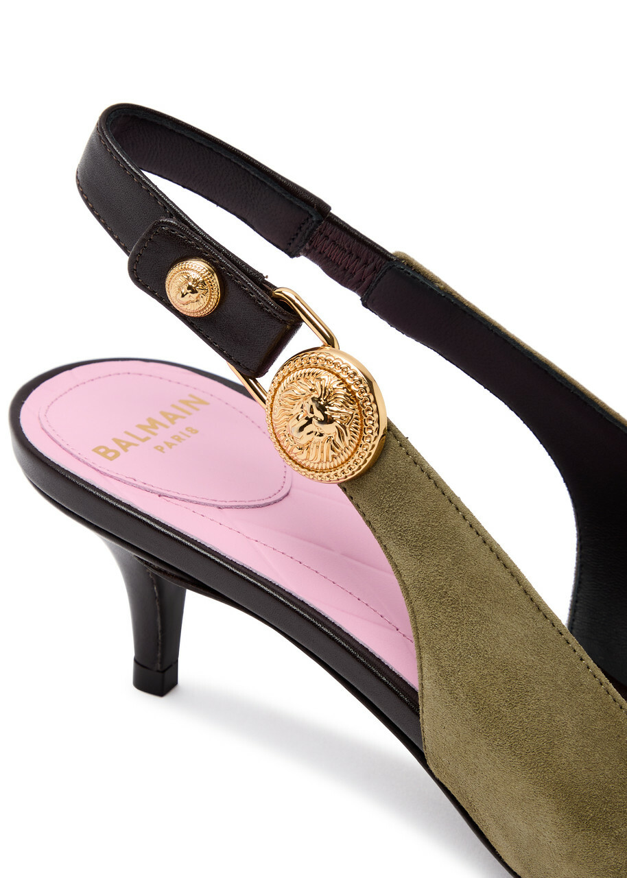 Balmain Eva 50 Panelled Suede Slingback Pumps Balmain