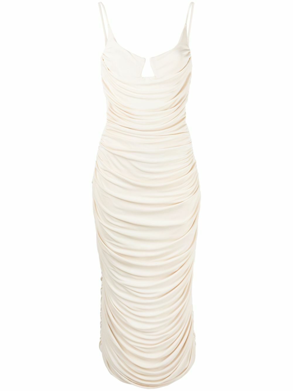 Paris Georgia Neutral Sylvie Gathered Midi Dress Paris Georgia