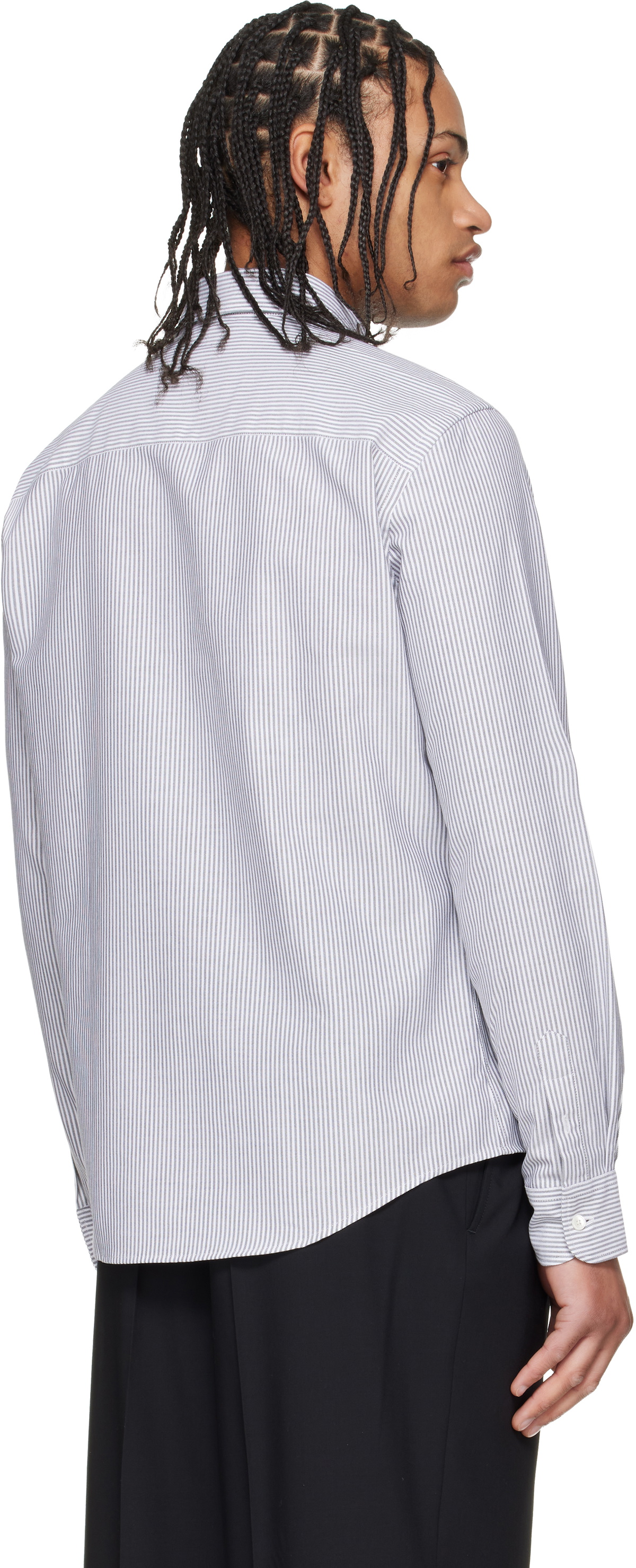 AMI Paris Gray Cotton Ami de Coeur Oxford Shirt AMI