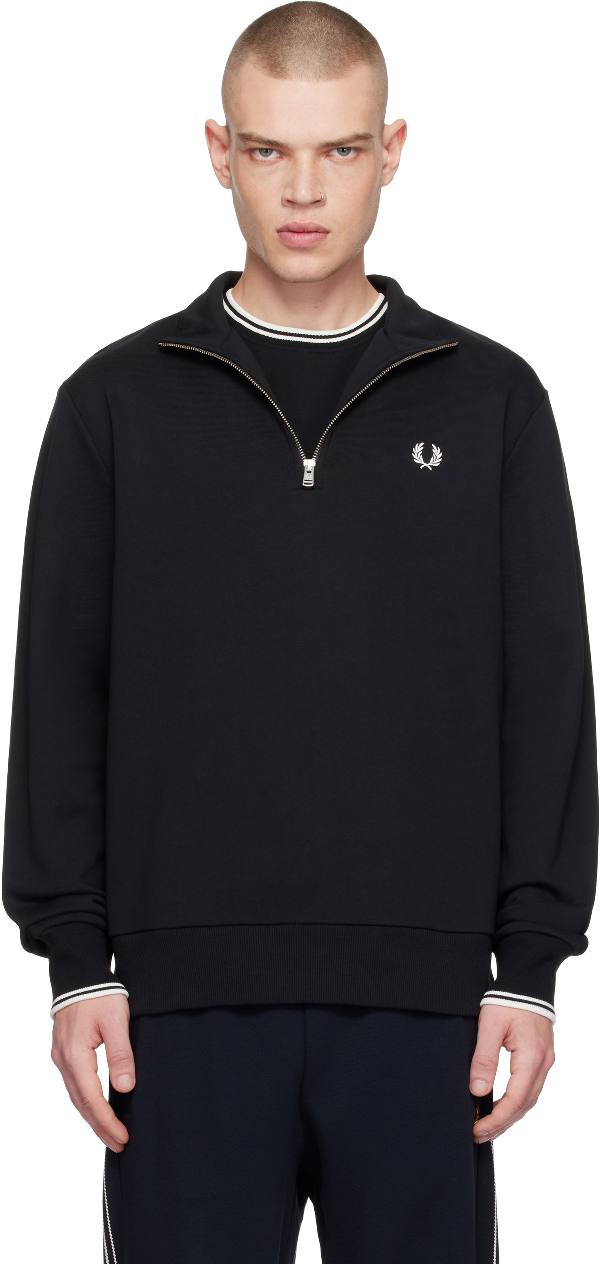 Fred Perry Black Half Zip Sweatshirt Fred Perry