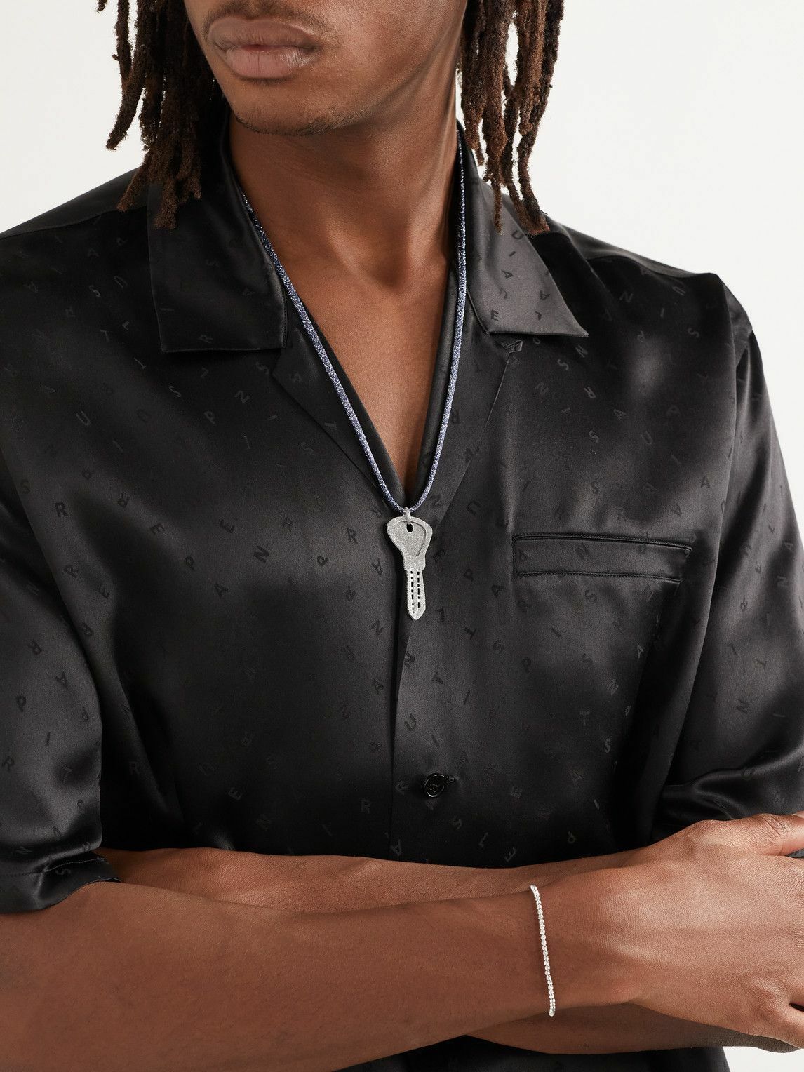 Carolina Bucci - Key White Gold Lurex Pendant Necklace