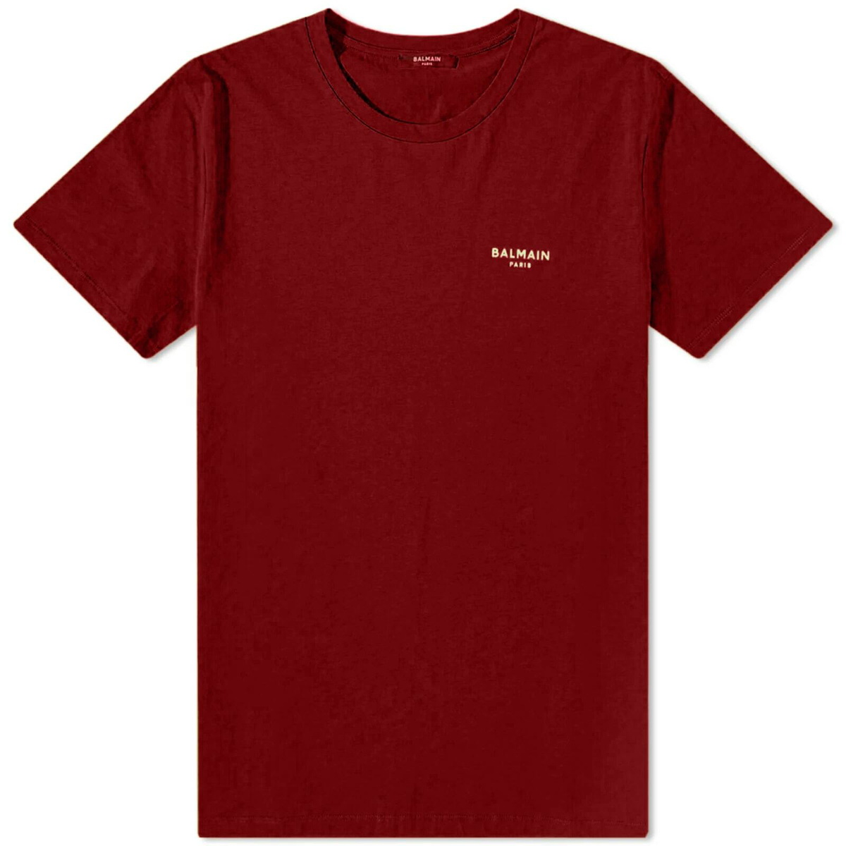 Balmain Men's Flock Small Logo T-Shirt in Red/Natural Balmain