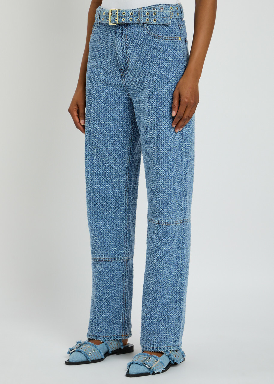 Ganni Textured Izey Straight-leg Denim Jeans GANNI
