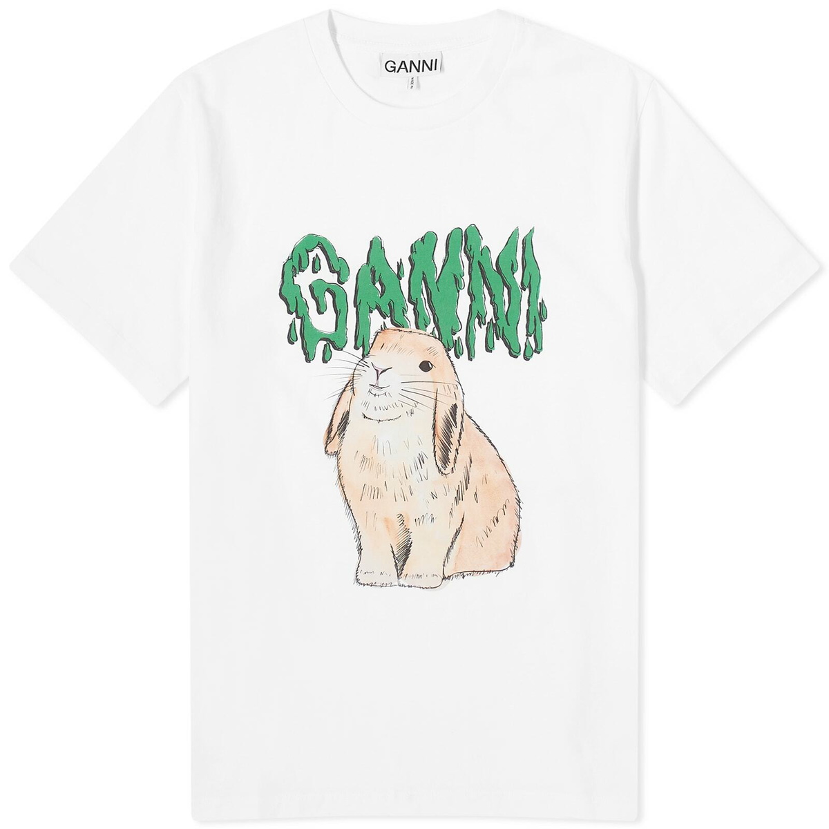 GANNI Women's Bunny T-Shirt in Bright White GANNI