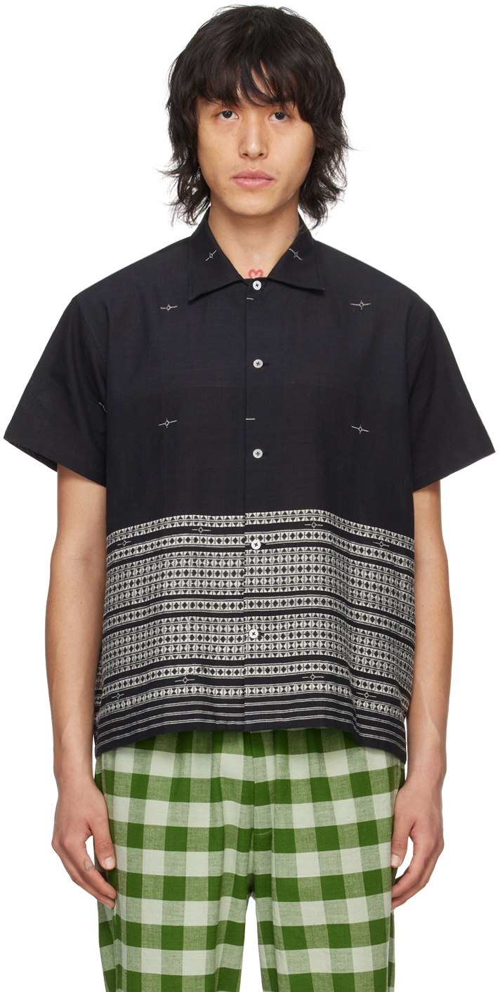 HARAGO Black Embroidered Shirt HARAGO