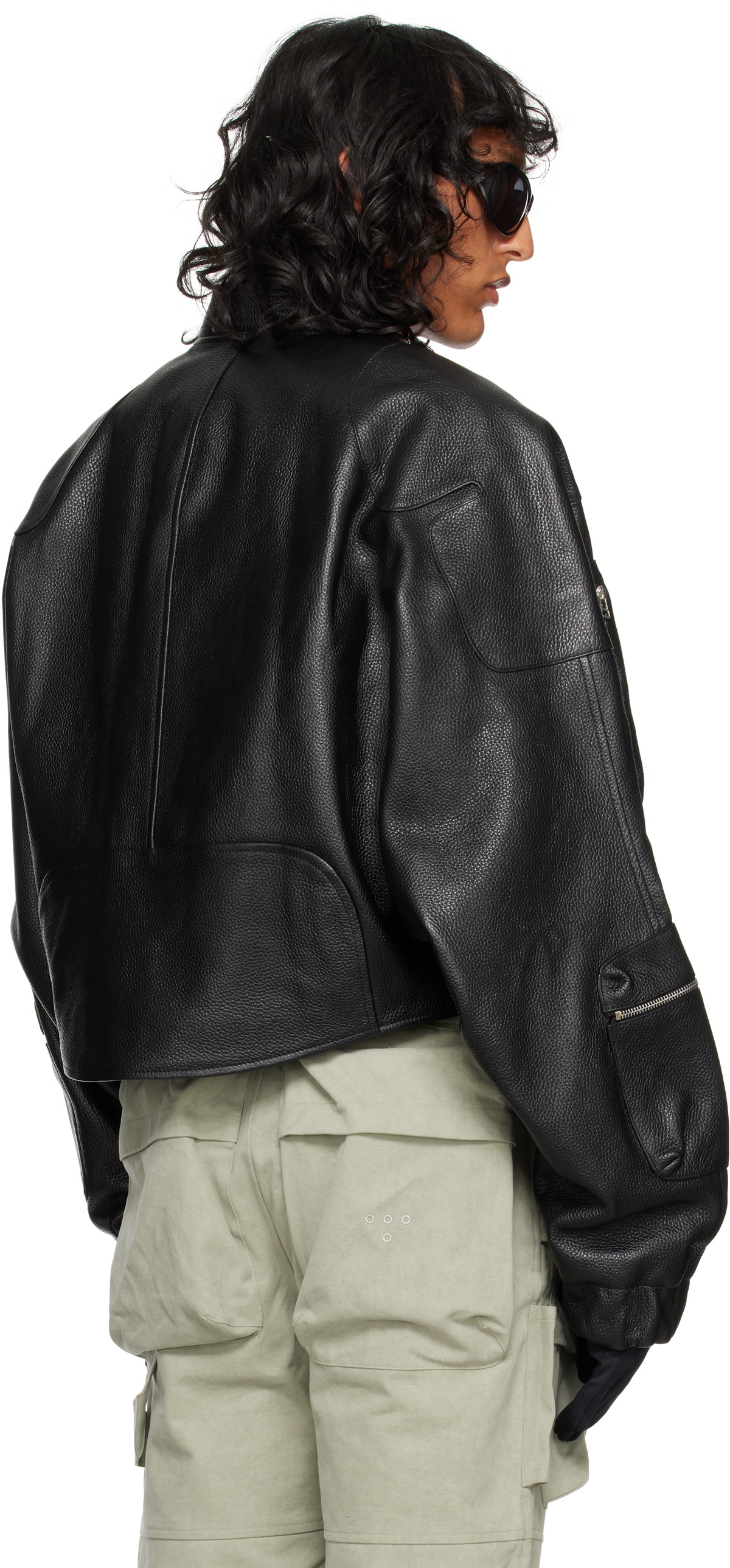 Tondolo Black Ecco Leather Bomber Jacket Tondolo