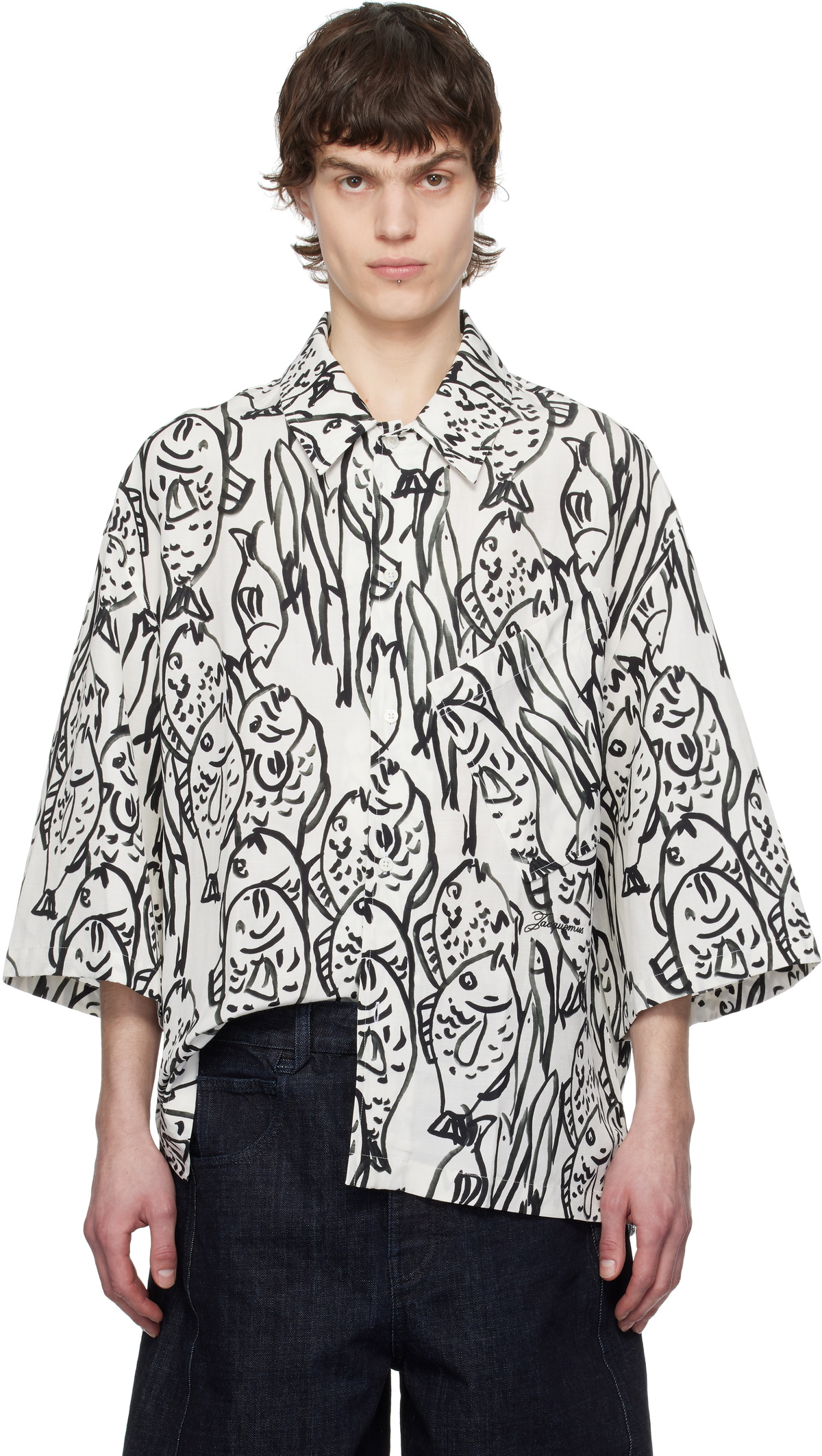 JACQUEMUS White & Black La Croisière 'The Aloe' Shirt Jacquemus