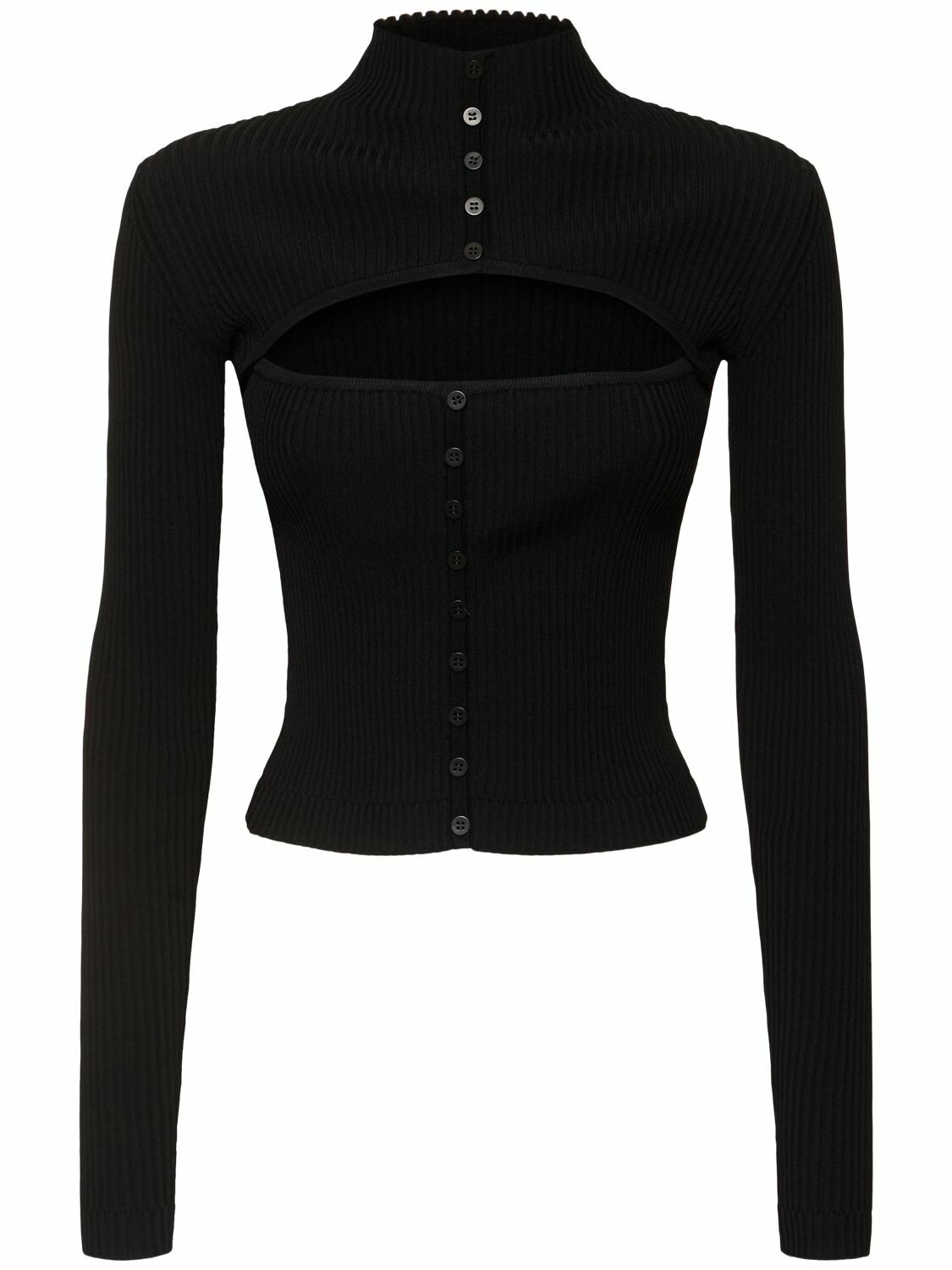 ANDREADAMO Ribbed Knit Cut-out Cardigan ANDREADAMO