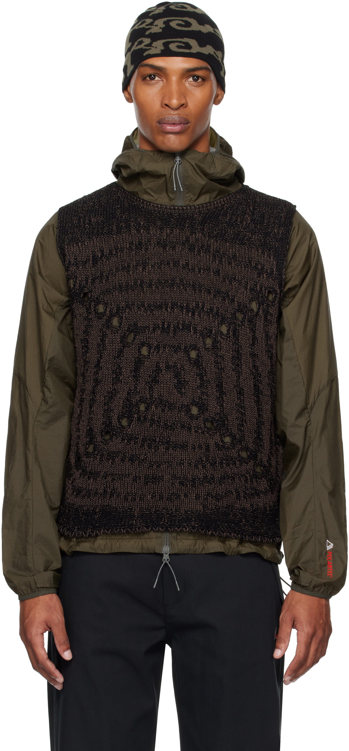 ROA Black & Brown Vortex Crewneck Vest ROA