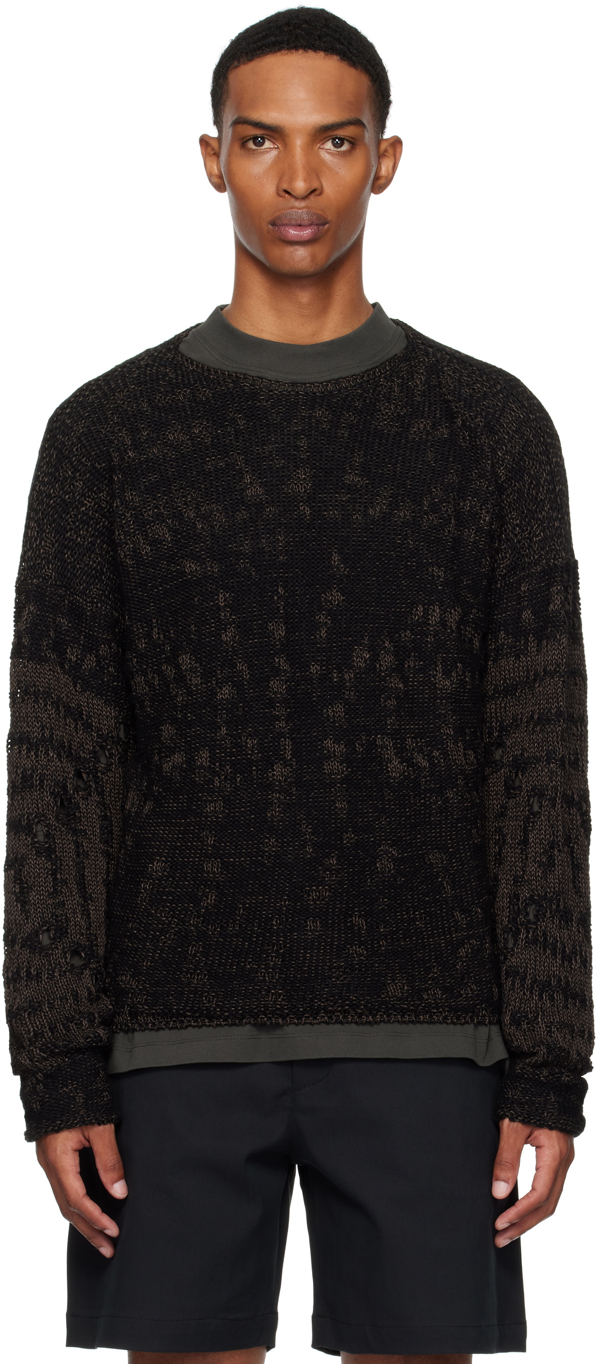 ROA Black & Brown Vortex Crewneck Sweater ROA
