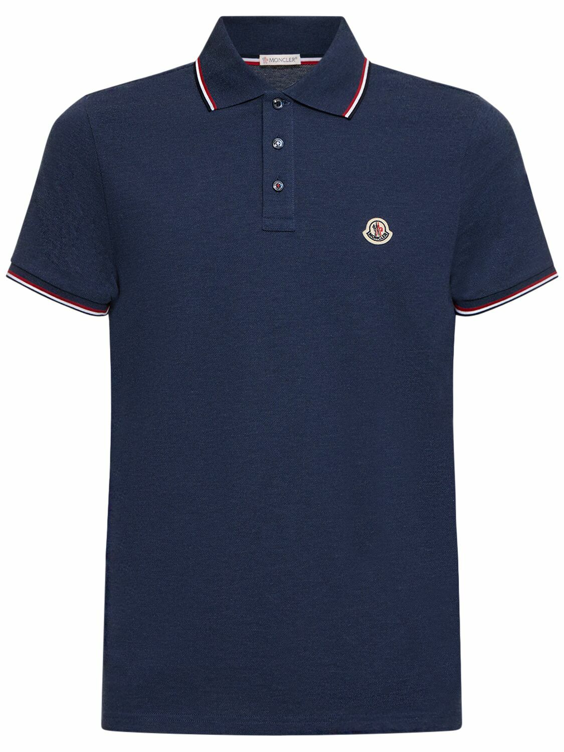 MONCLER - Logo Patch Cotton Polo Shirt Moncler