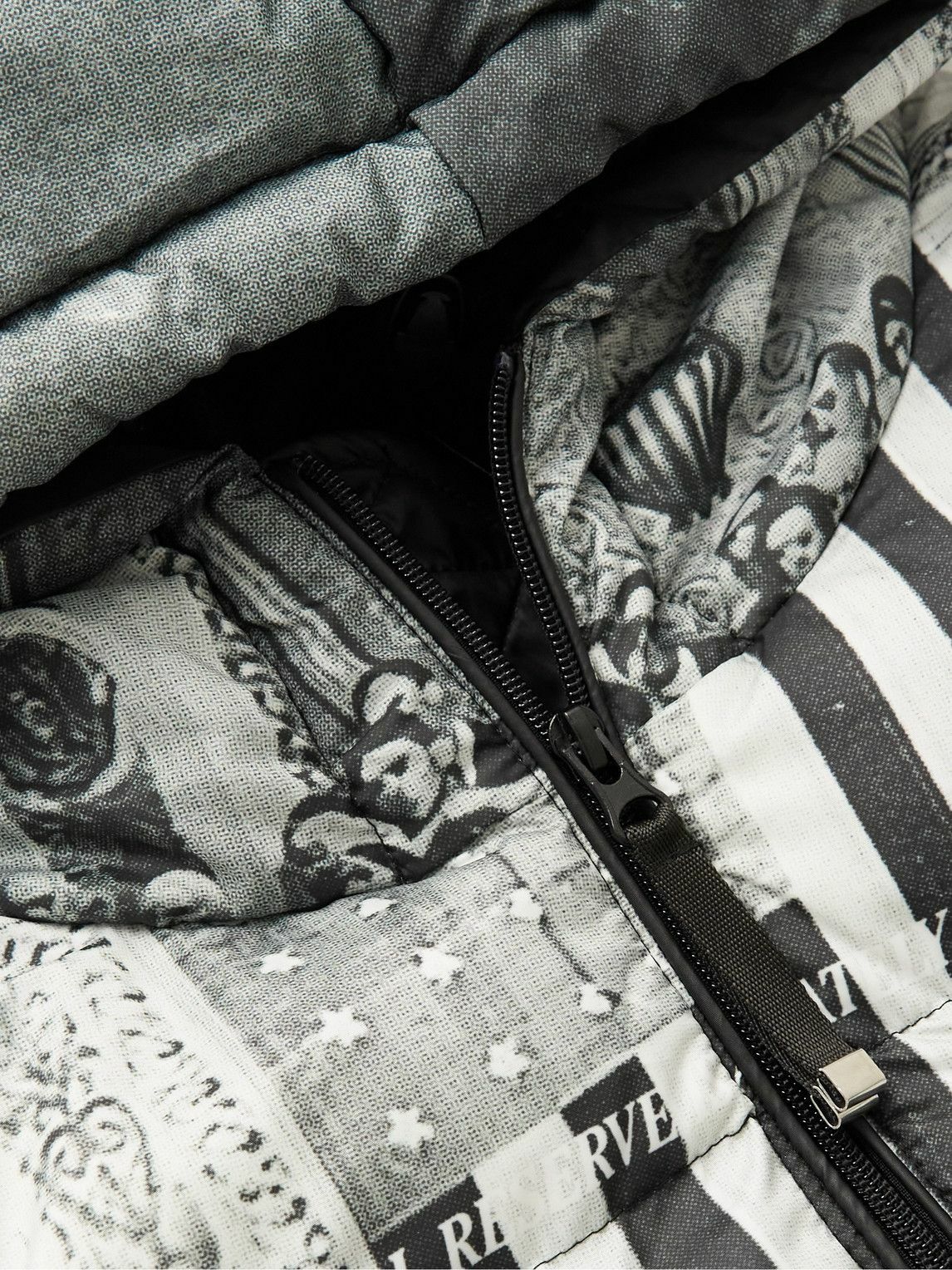 MSFTSrep - Quilted Padded Printed Shell Hooded Jacket - Black MSFTSrep