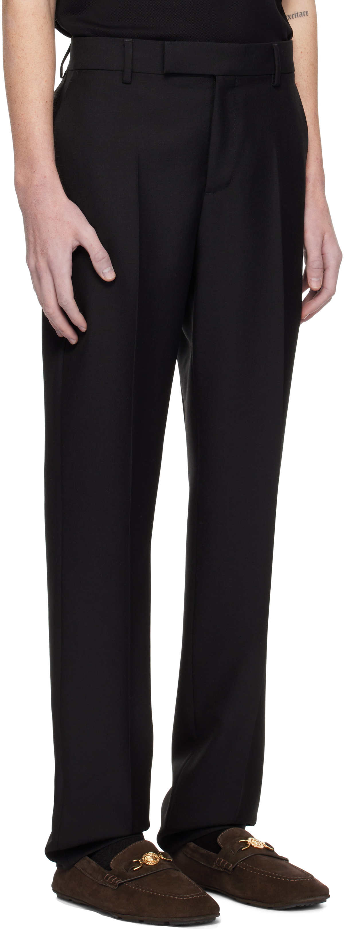 Versace Black Mohair-Blend Formal Trousers Versace