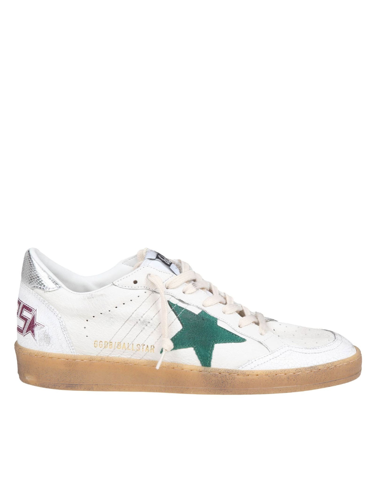 Golden Goose Ball Star In White And Green Nappa Golden Goose Deluxe Brand