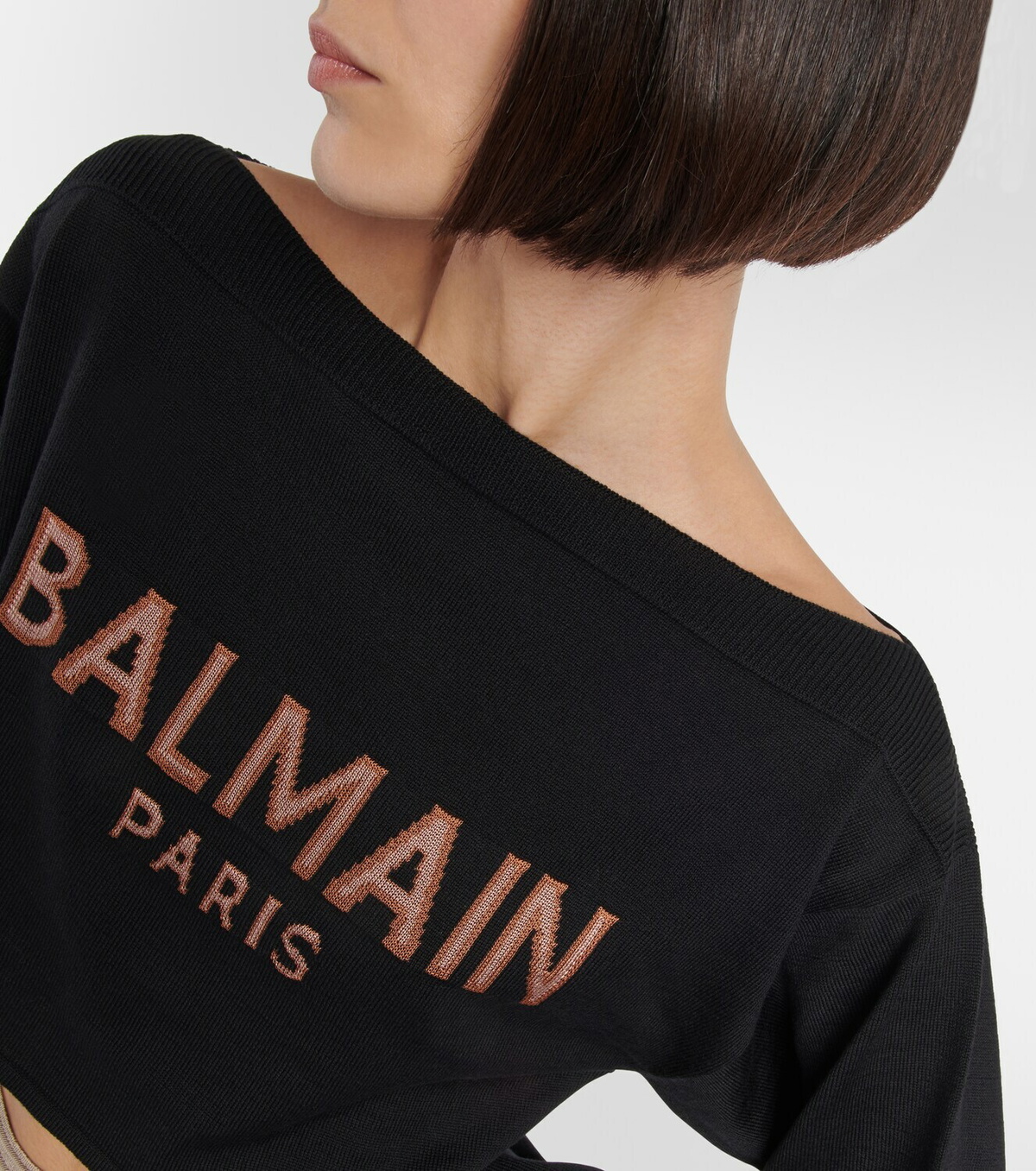 Balmain - Cropped jacquard wool-blend sweater Balmain