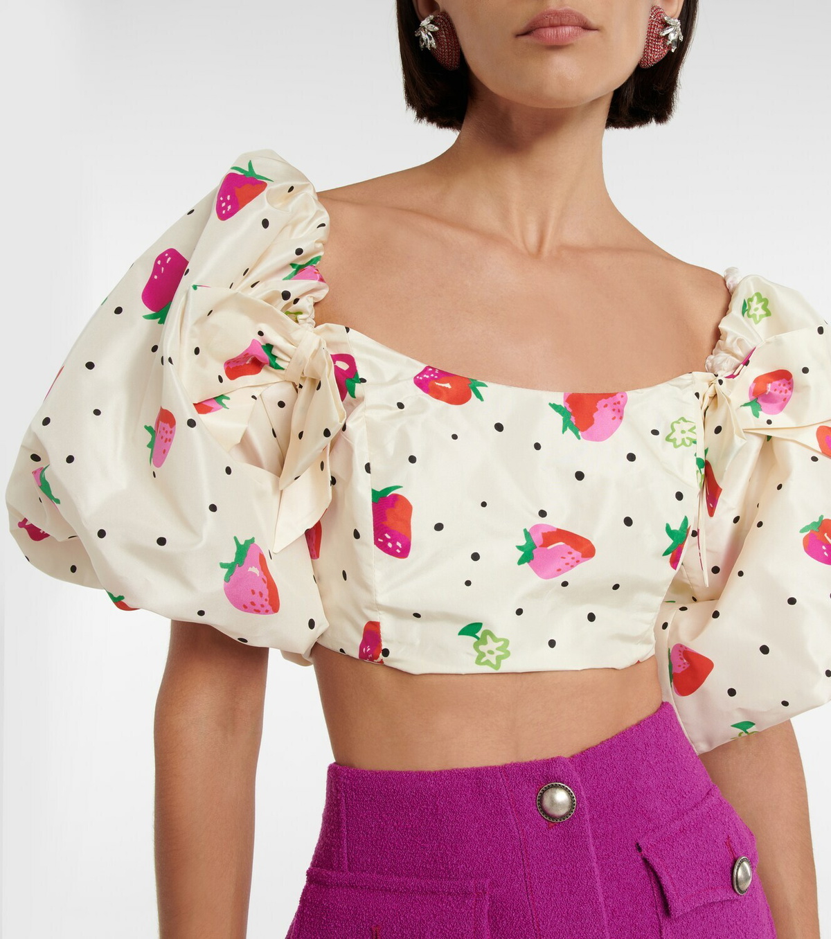 Alessandra Rich Printed silk crop top Alessandra Rich