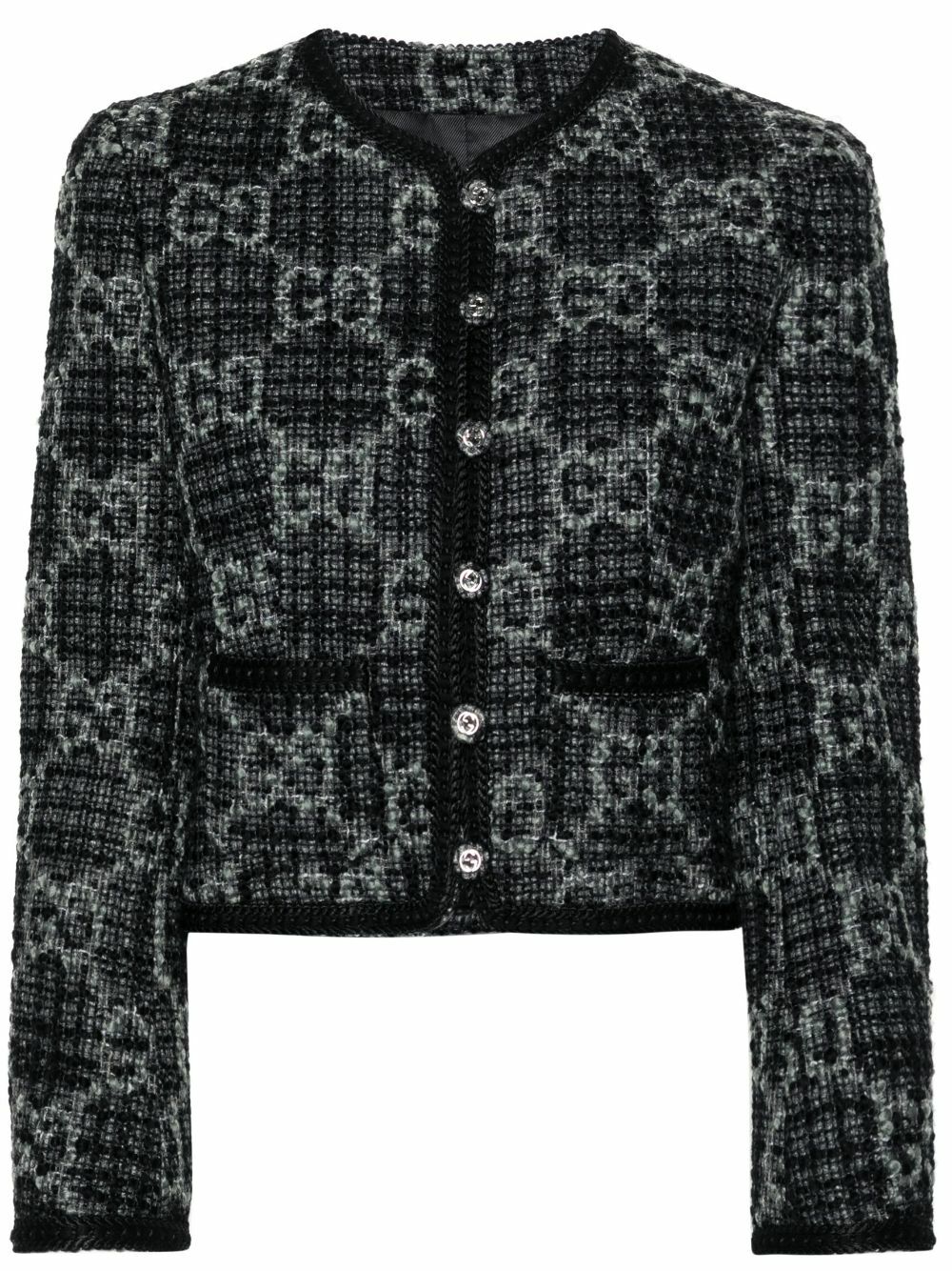 Gucci Grey GG-Pattern Tweed Jacket Gucci