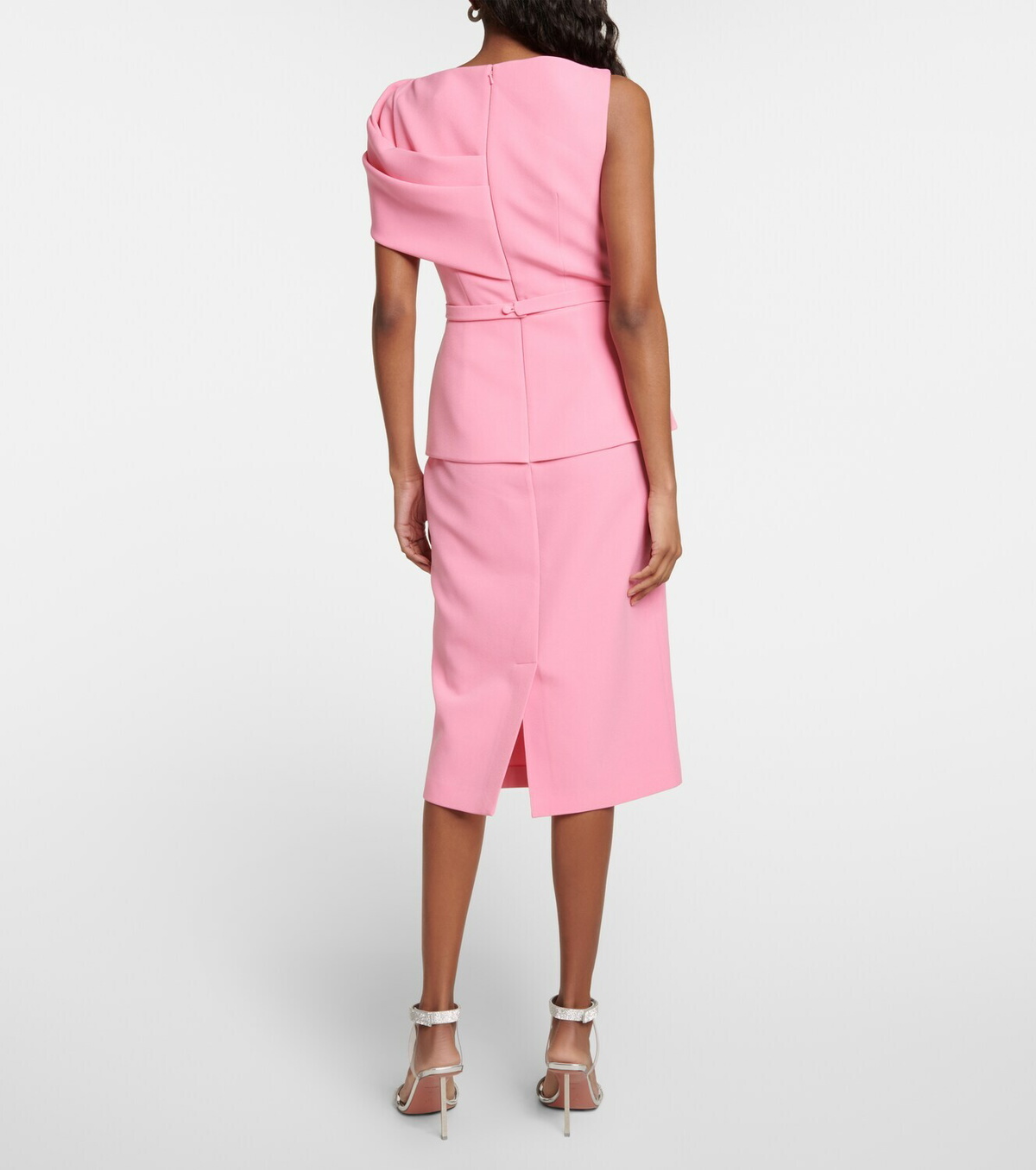 Safiyaa Asymmetric Crêpe Midi Dress Safiyaa
