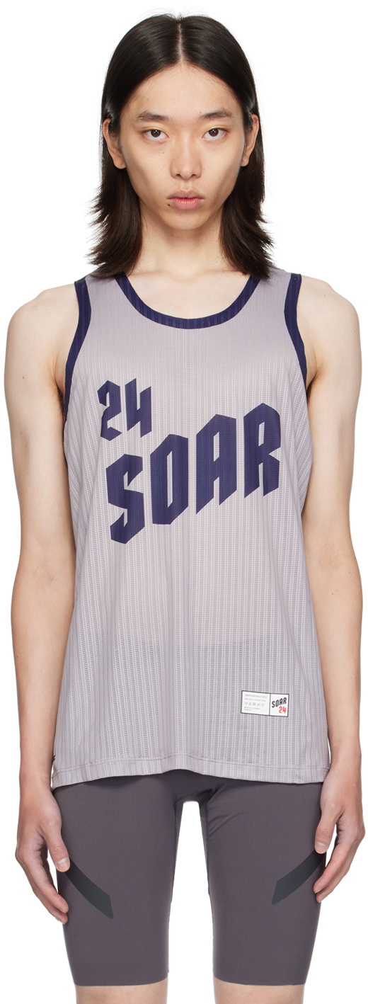 Soar Running Gray & Navy American Race Tank Top Soar Running