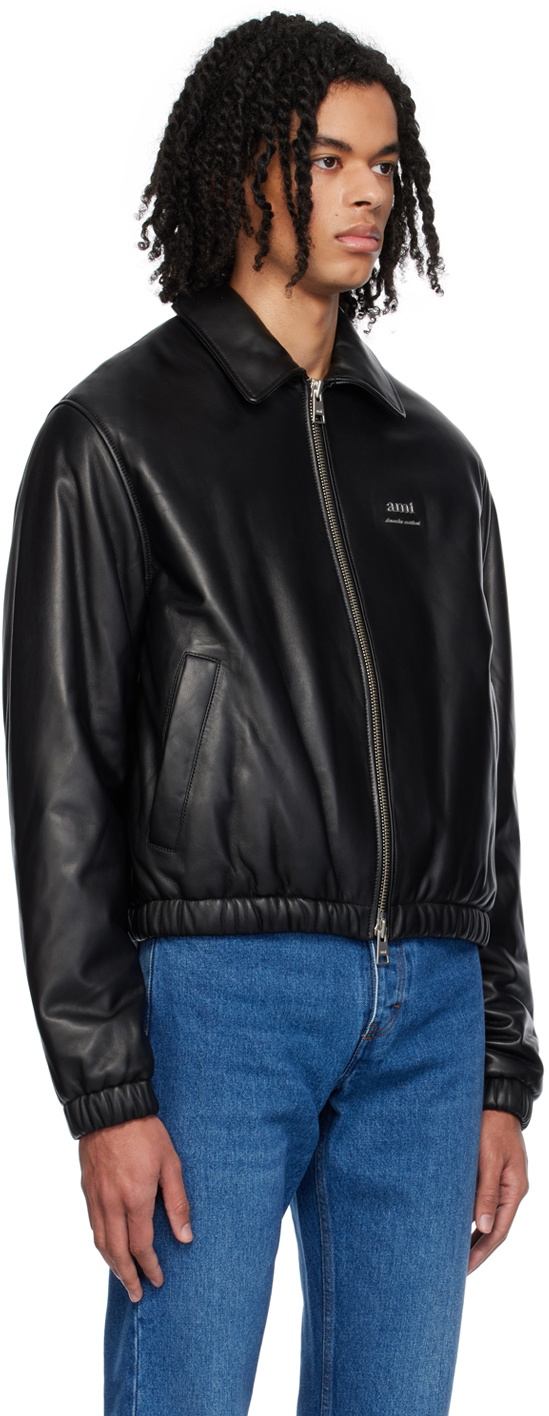 AMI Paris Black Padded Leather Jacket AMI